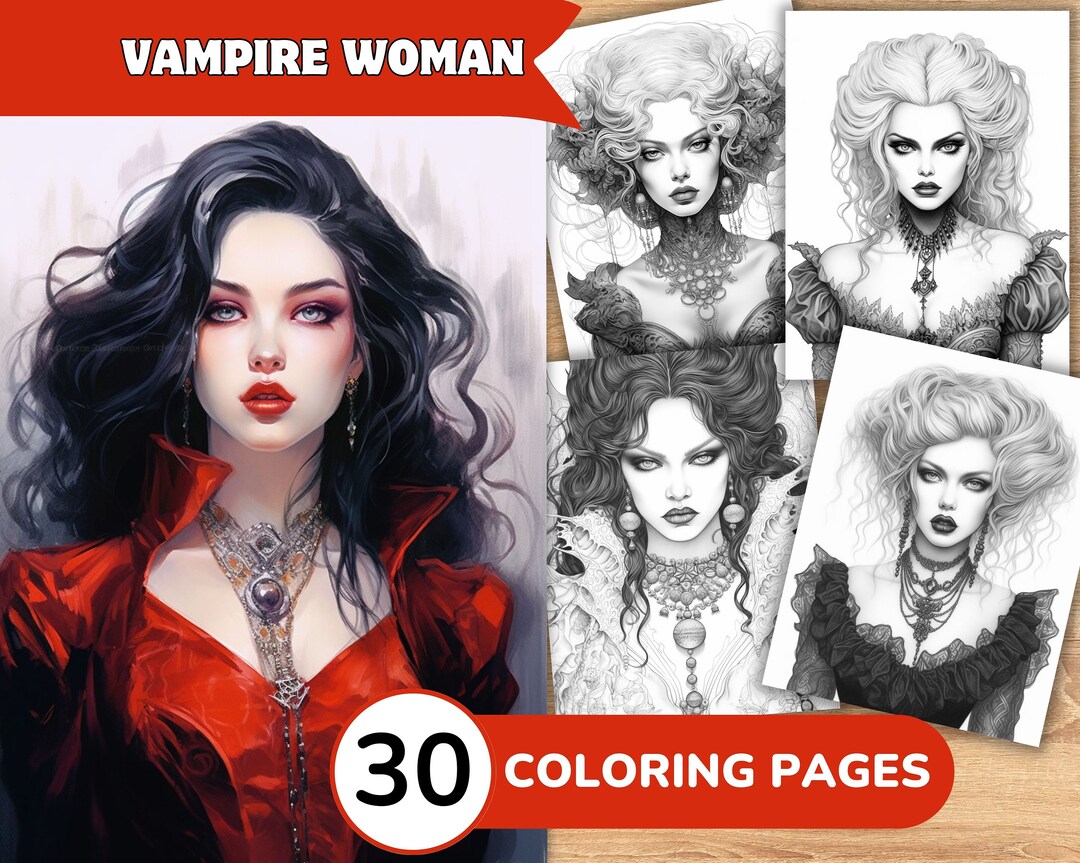 Vampire Coloring Pages, Vampire Coloring Book, Vampire Grayscale ...