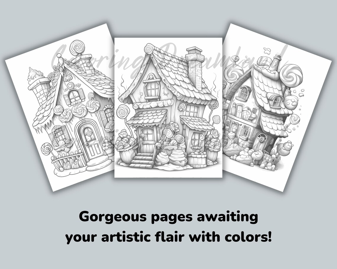 Candy Houses Coloring Book, Candy Coloring, Sweet Coloring, House ...