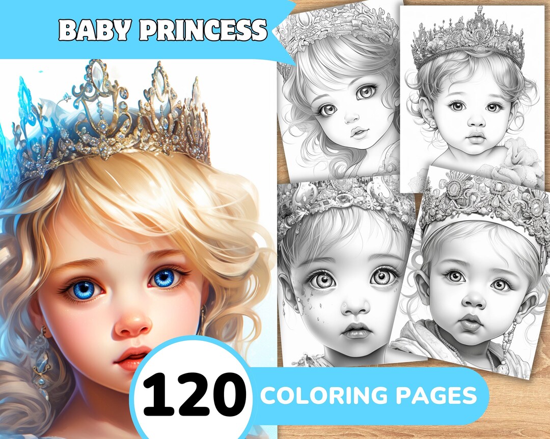 Princess Coloring Pages Book, Cute Princess Grayscale Coloring Book ...