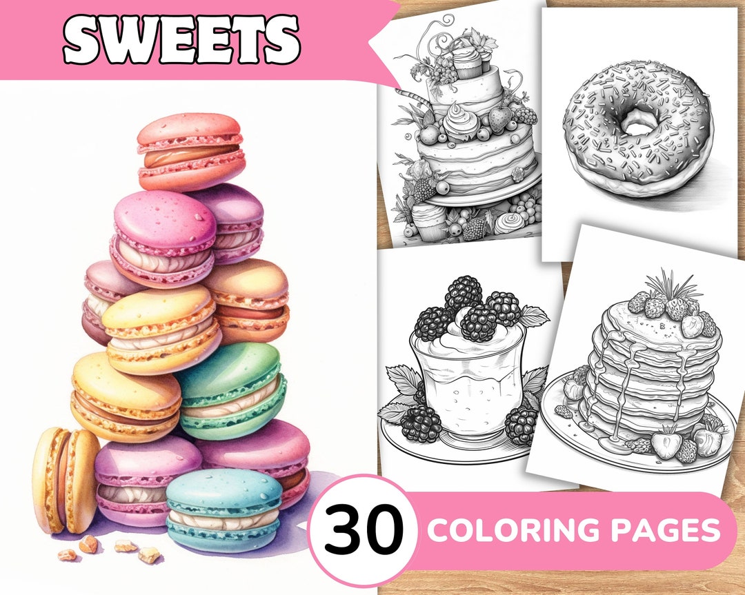 Sweet Coloring Pages Book Sweet Grayscale Coloring Book - Etsy
