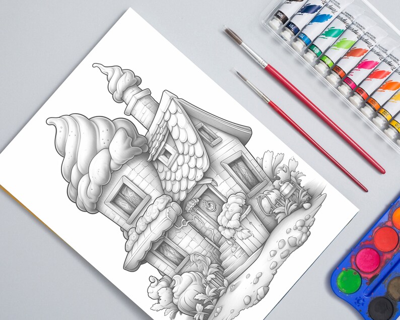 Ice Cream Houses Coloring Book, Sweet Coloring, House Coloring Pages ...