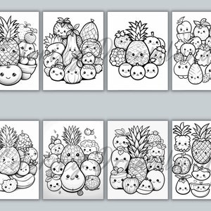 Kawaii Coloring Page, Kawaii Coloring Book, Kawaii Food Coloring, Fruit ...