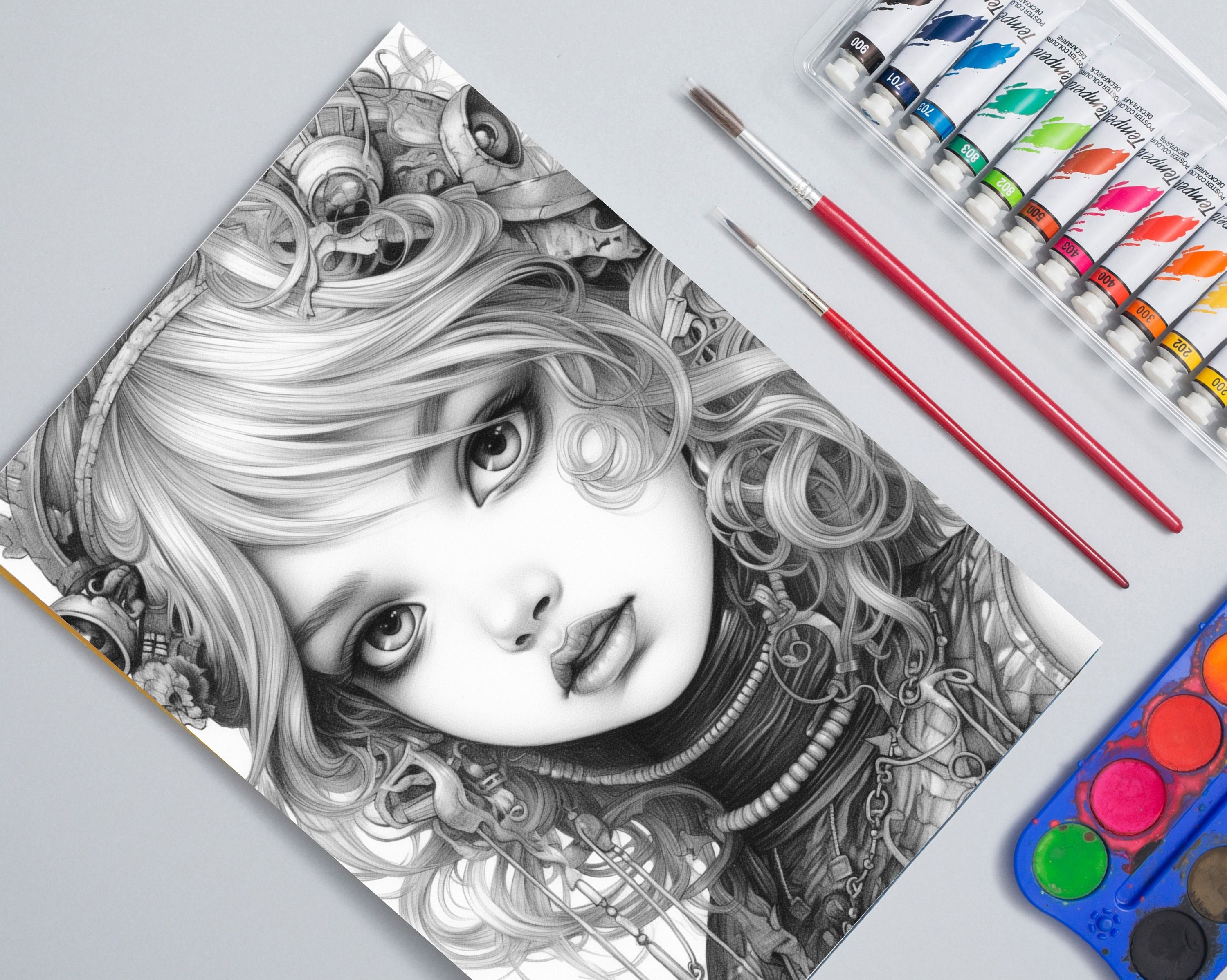 Gothic Girl Coloring Pages Gothic Girl Coloring Book Gothic - Etsy