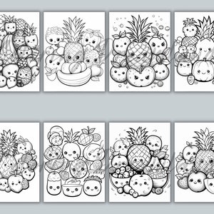 Kawaii Coloring Page, Kawaii Coloring Book, Kawaii Food Coloring, Fruit ...