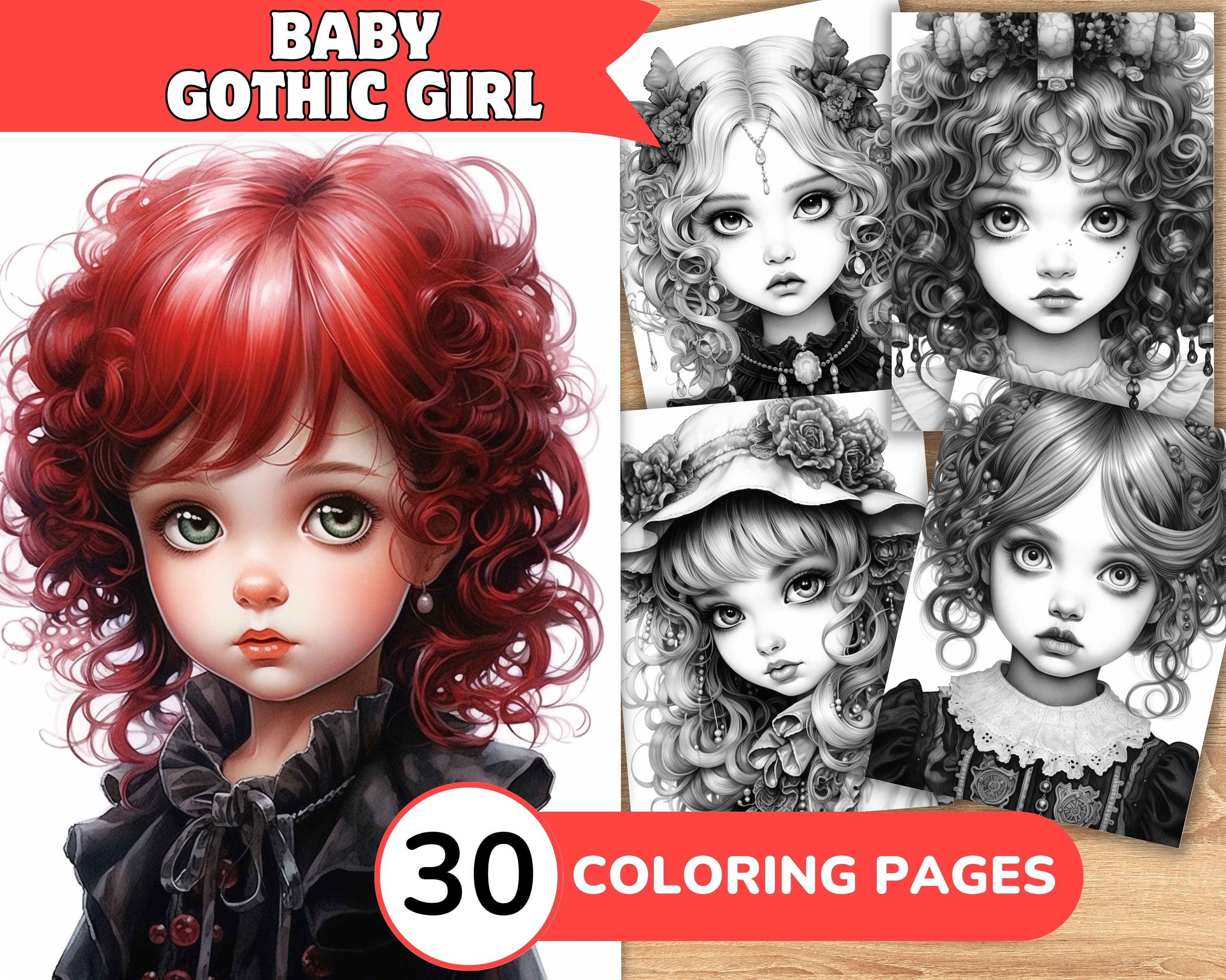 Gothic Girl Coloring Pages Gothic Girl Coloring Book Gothic - Etsy