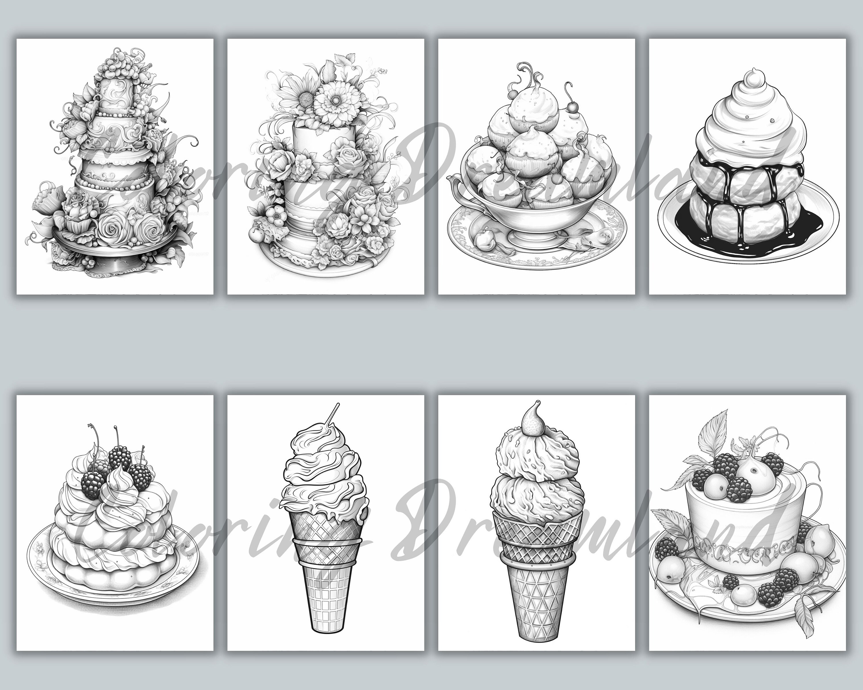 Sweet Coloring Pages Book Sweet Grayscale Coloring Book - Etsy