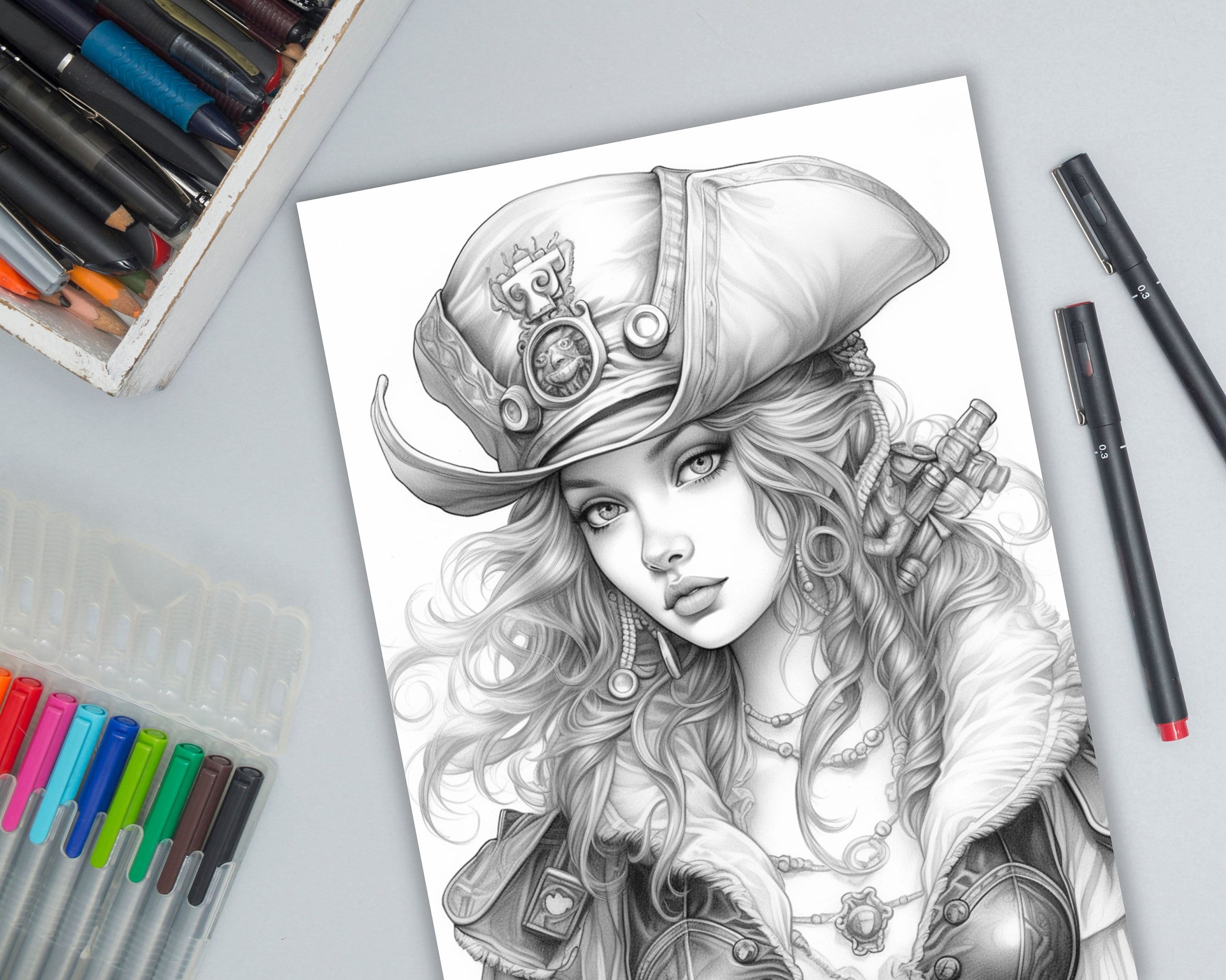 Pirate Girl Coloring Pages Pirate Girl Coloring Book Pirate - Etsy
