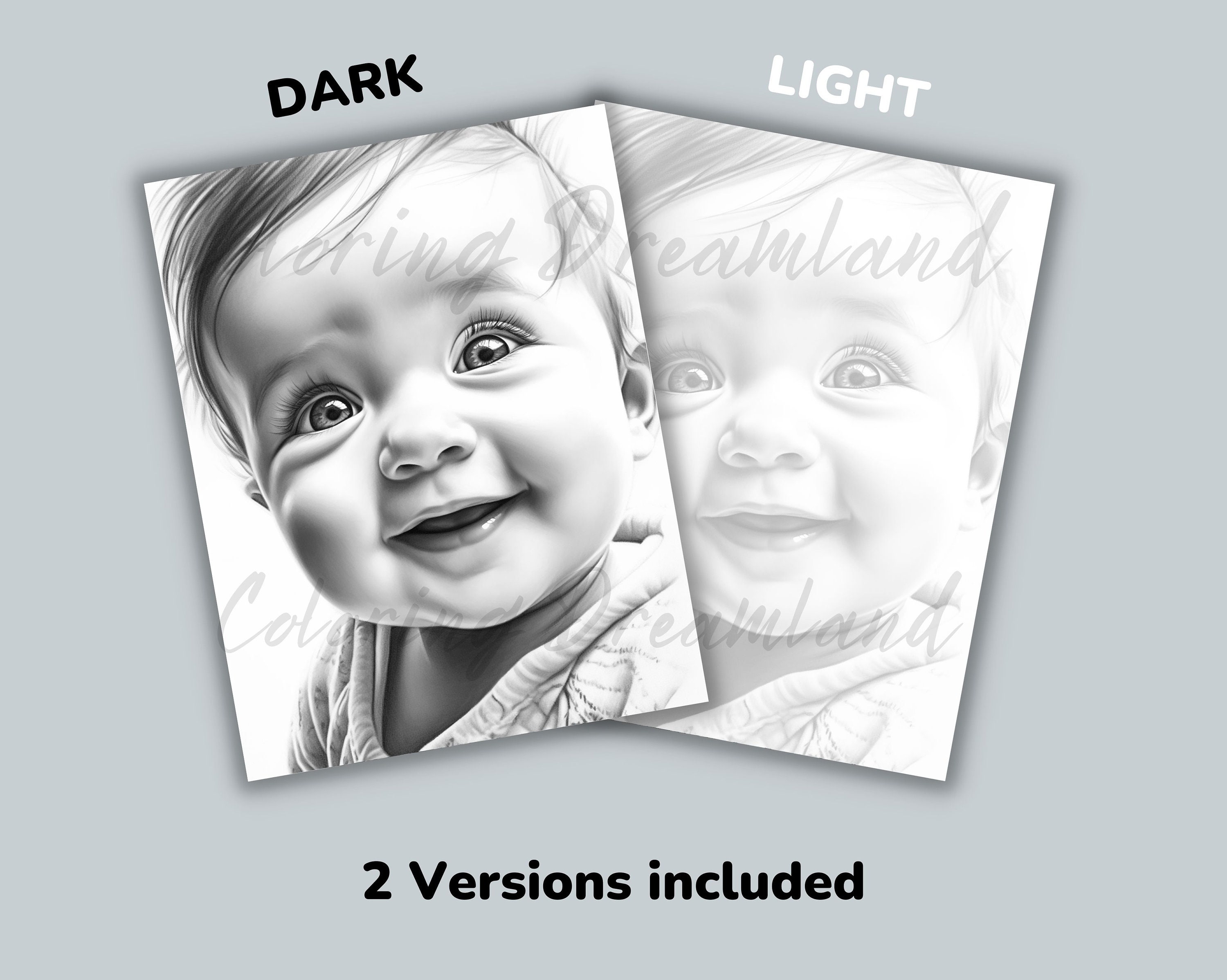 Cute Babies Coloring Pages Book Babies Grayscale Coloring - Etsy