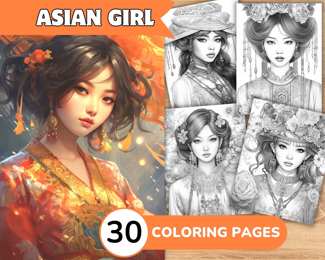 Asian Coloring Pages, Asian Coloring, Girl Coloring Book, Girl ...