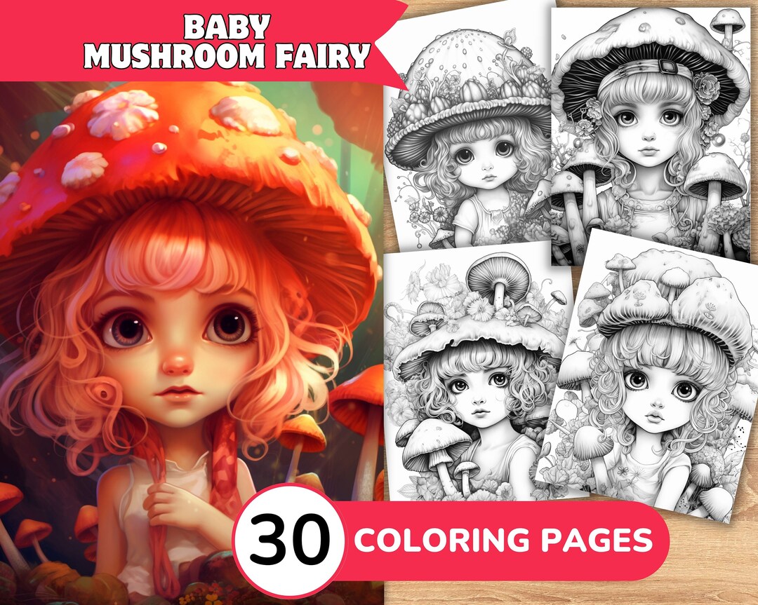 Mushroom Fairy Coloring Pages, Mushroom Fairy Coloring Book, Cute Fairy ...
