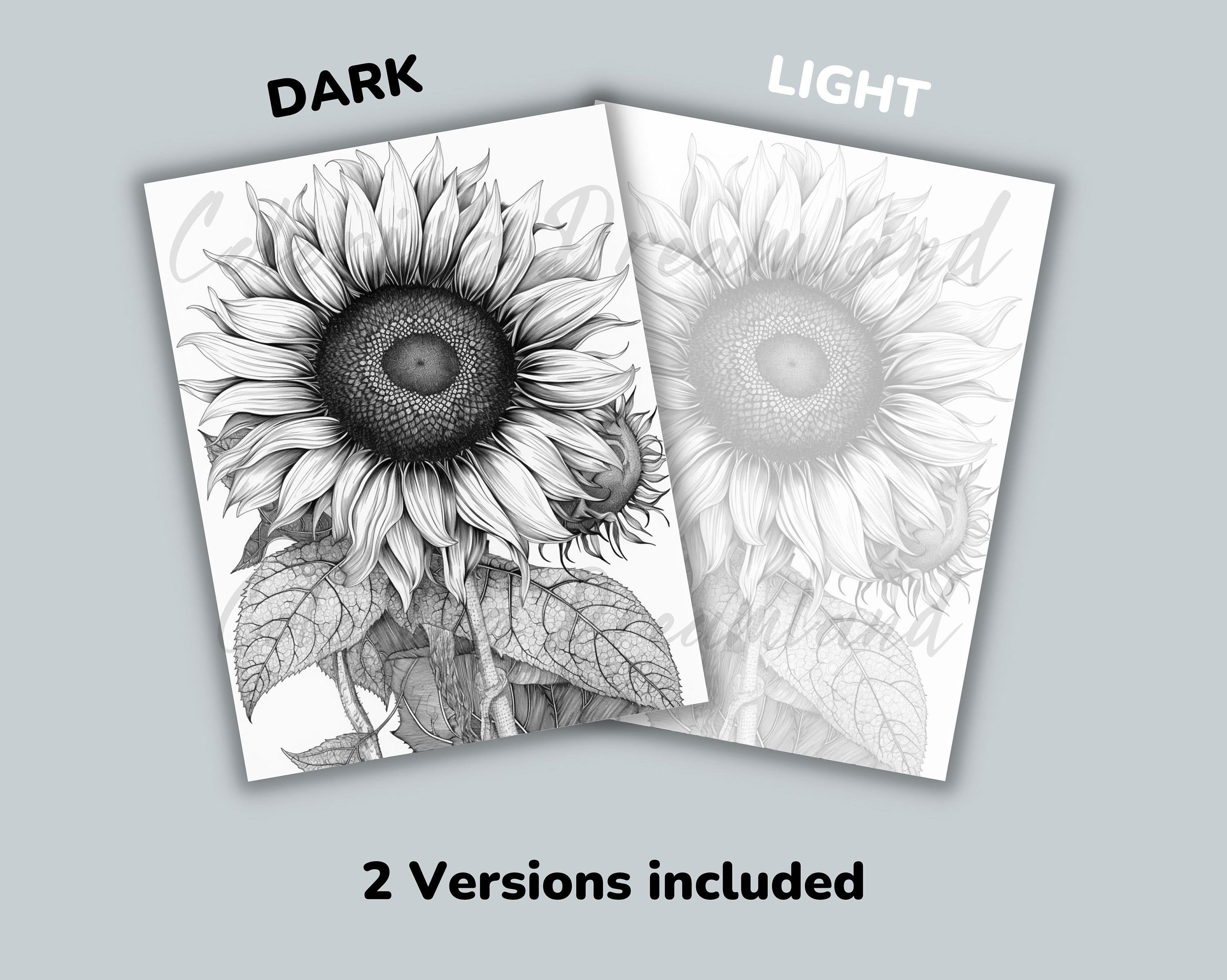 Sunflowers Grayscale Coloring Pages Book Beautiful Sunflowers - Etsy