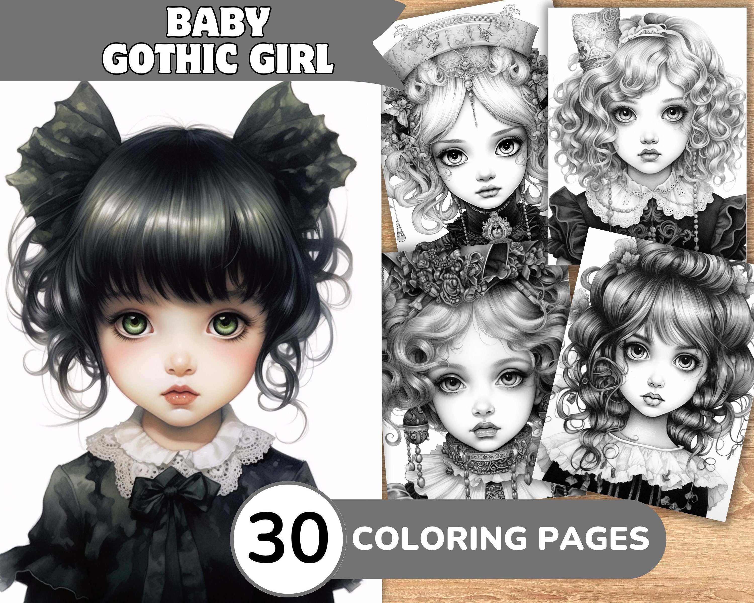 Gothic Girl Coloring Pages Gothic Girl Coloring Book Gothic - Etsy