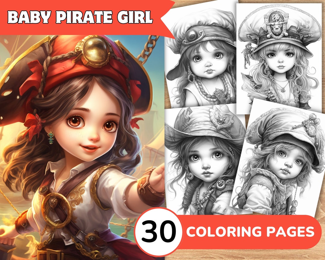 Pirate Girl Coloring Pages Pirate Girl Coloring Book Pirate - Etsy