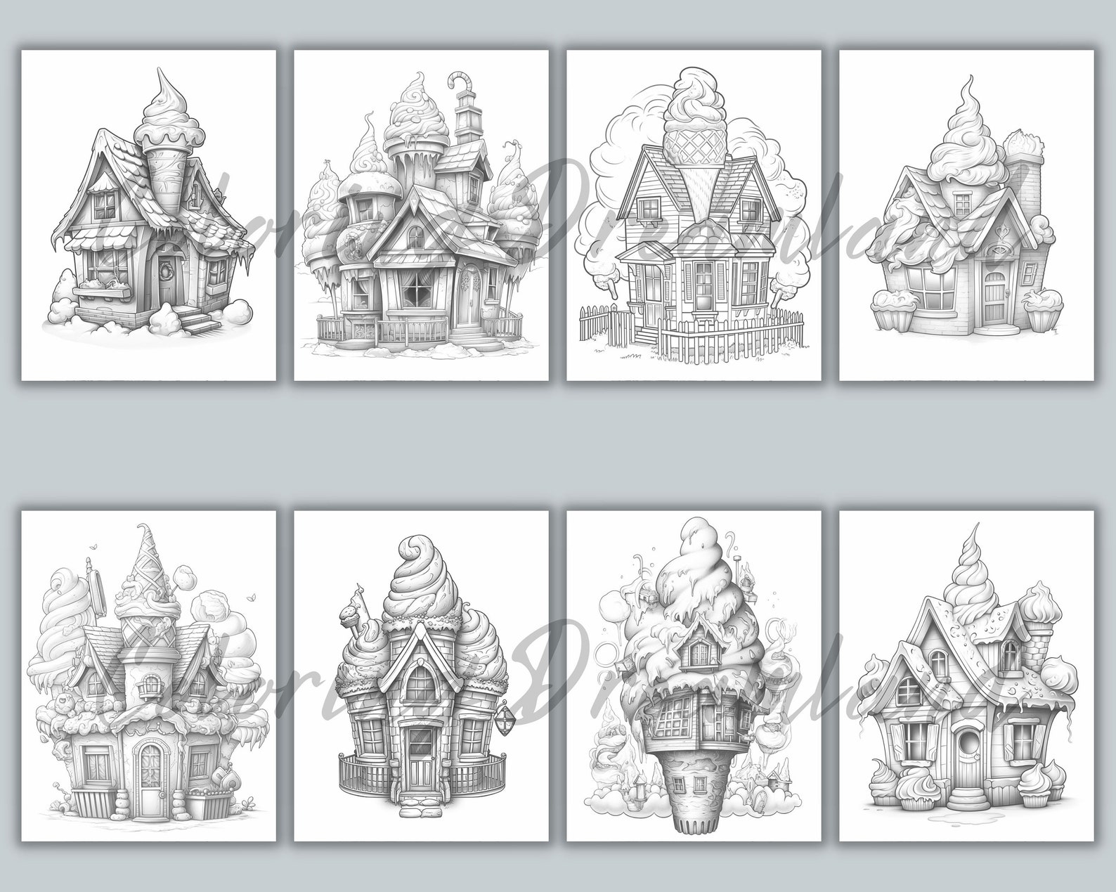 Ice Cream Houses Coloring Book, Sweet Coloring, House Coloring Pages ...