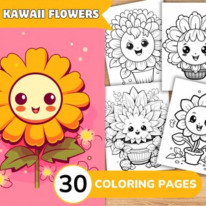 Kawaii Coloring Pages, Kawaii Coloring Book, Kawaii Flower Coloring ...