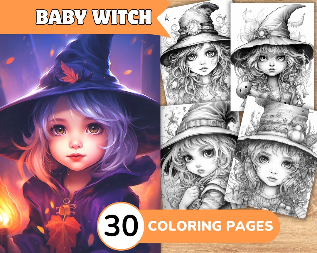 Witch Coloring Pages, Witch Coloring Book, Witch Grayscale Coloring ...