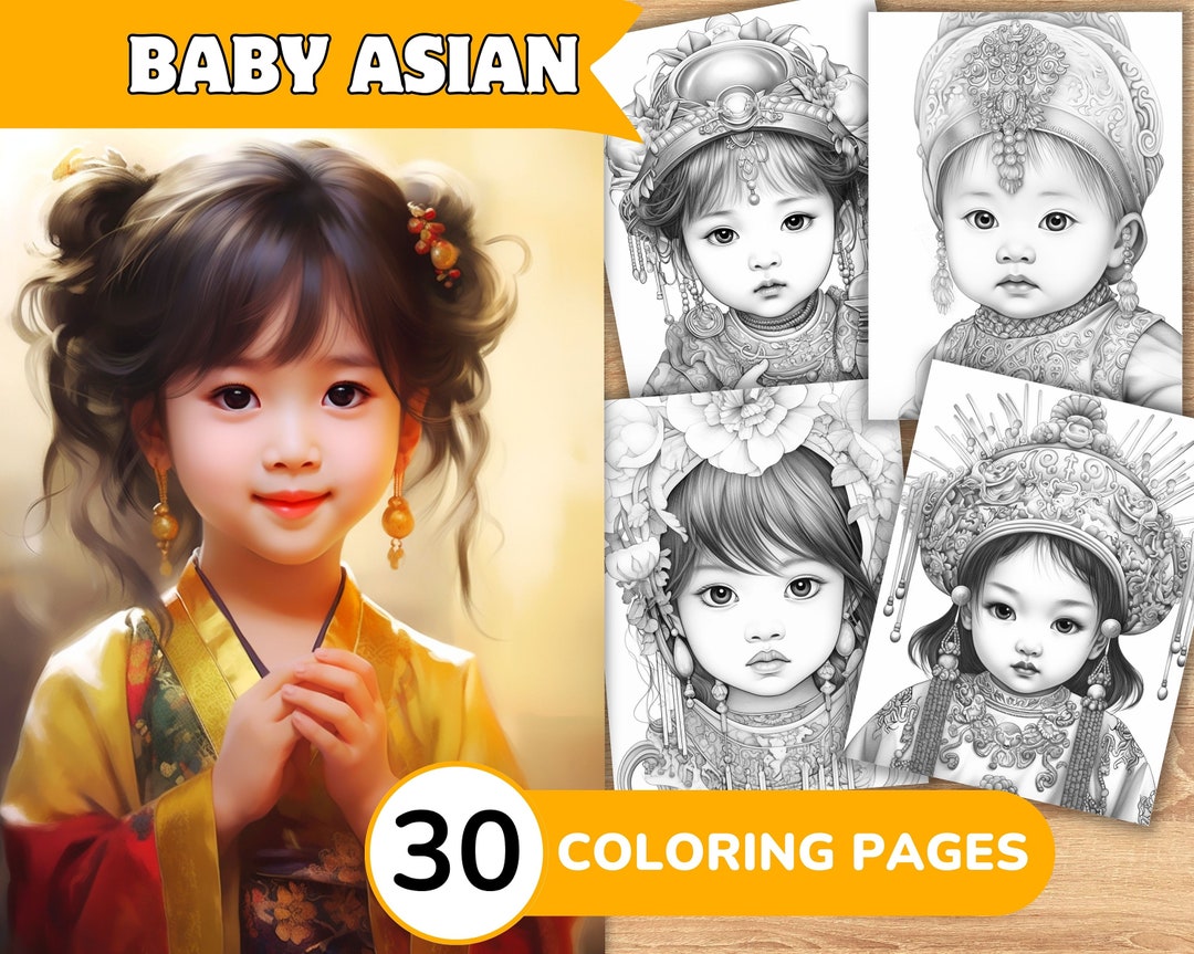 Asian Coloring Pages Asian Coloring Girl Coloring Book Girl - Etsy