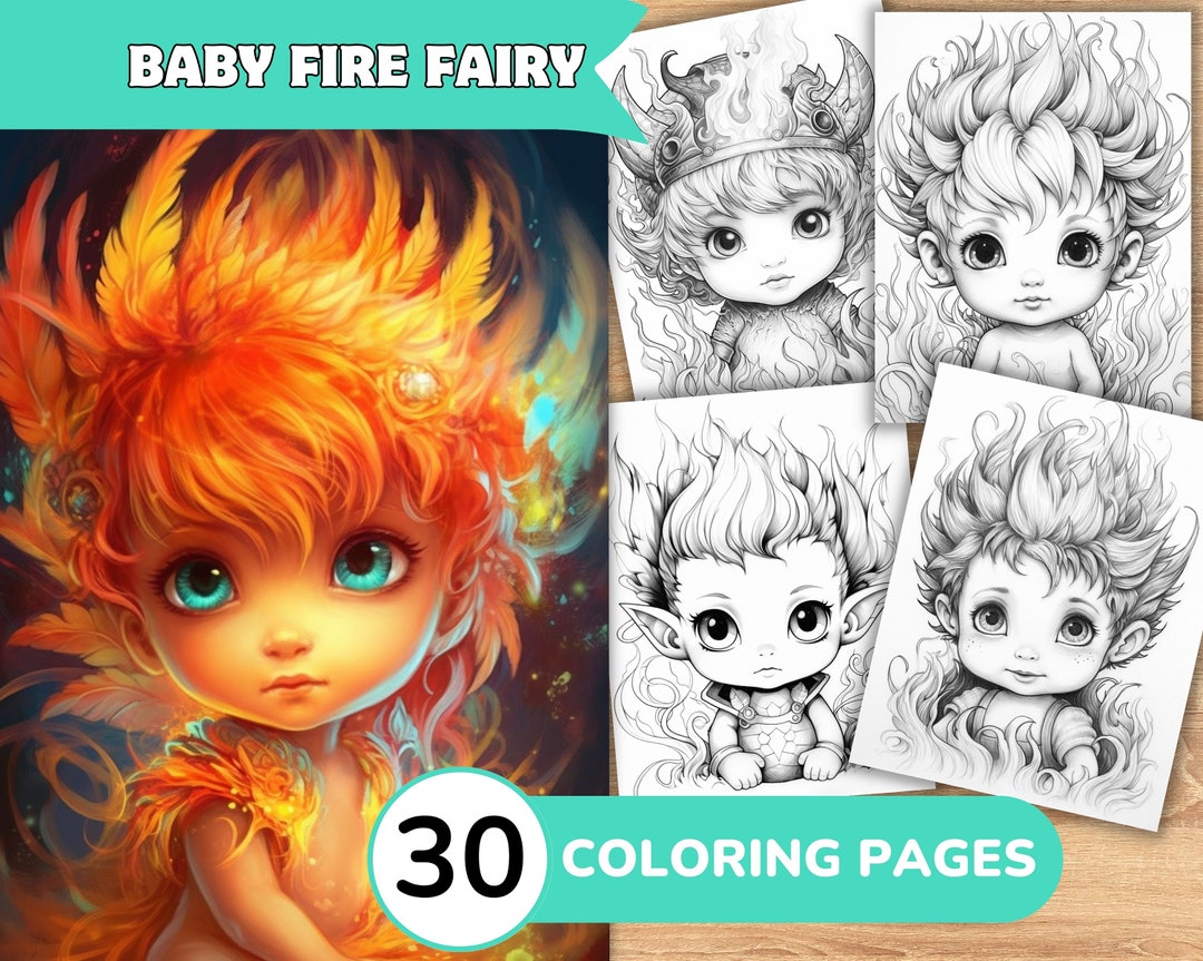 Fire Fairy Coloring Pages, Fire Fairy Coloring Book, Cute Fairy ...