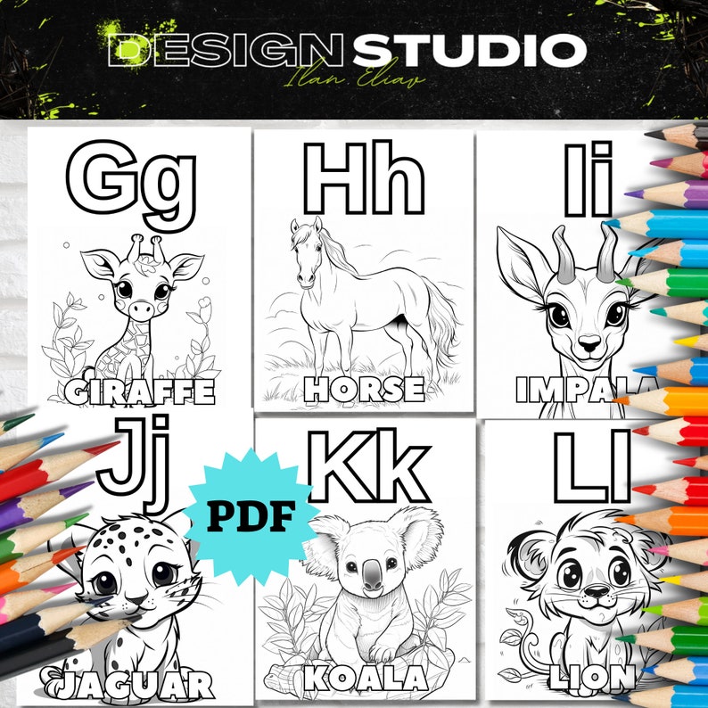 26 Printable Alphabet Animals Coloring Pages Worksheets for - Etsy