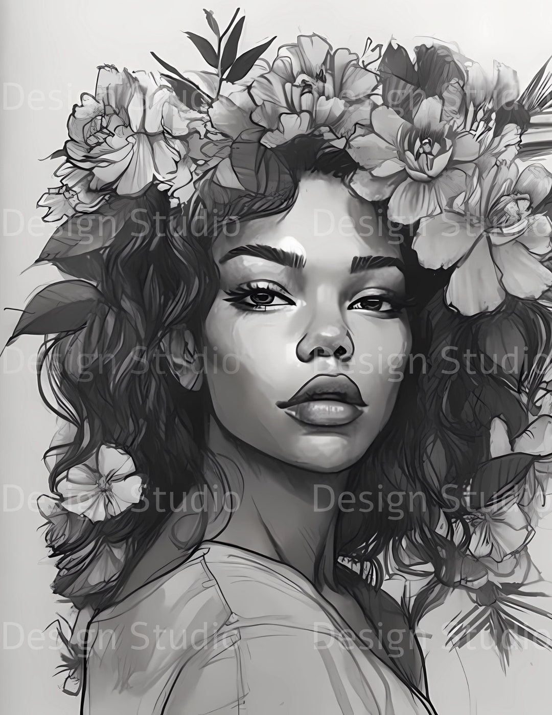 Flower Girl Coloring Page Coloring Printables Greyscale Colouring