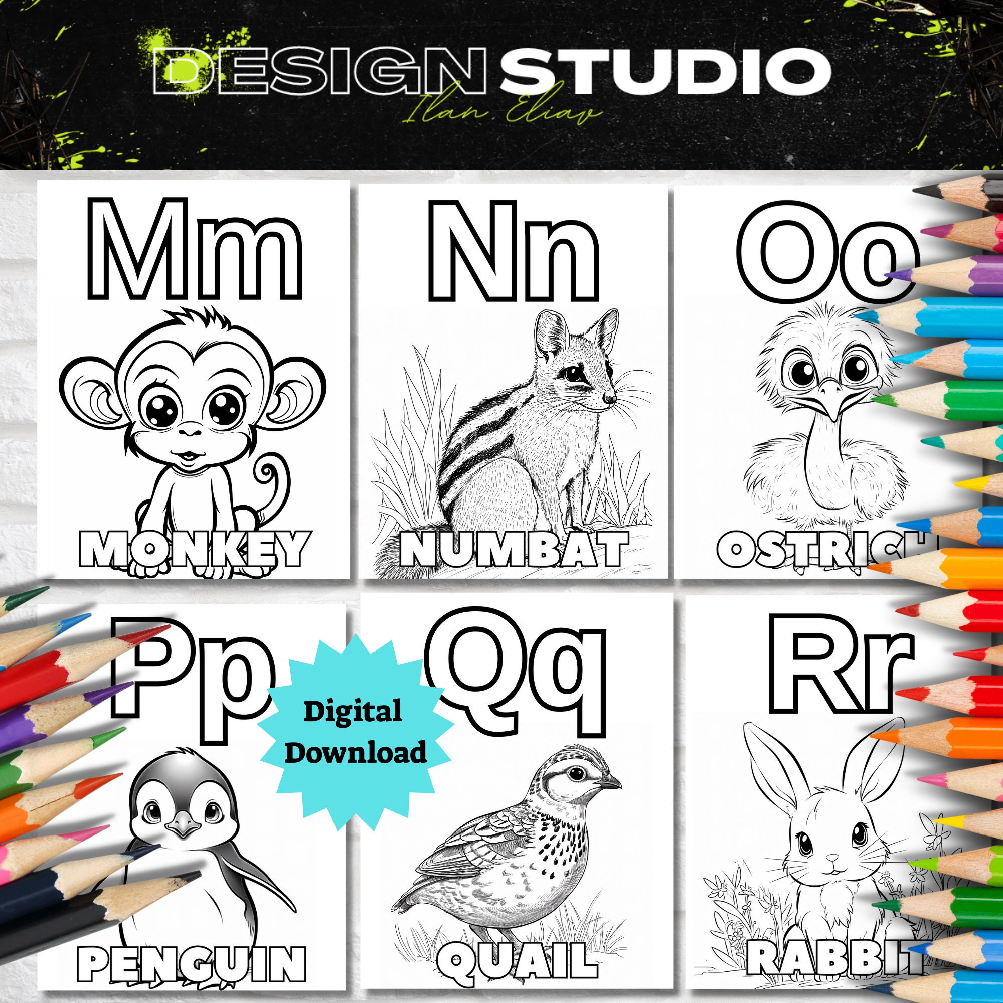 26 Printable Alphabet Animals Coloring Pages Worksheets for Kids ...