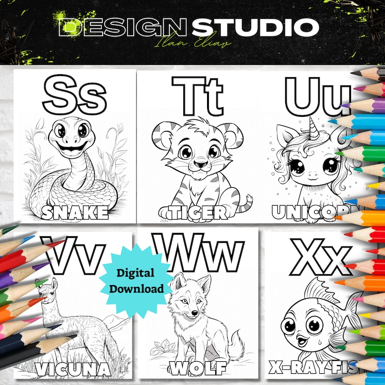 26 Printable Alphabet Animals Coloring Pages Worksheets for Kids ...