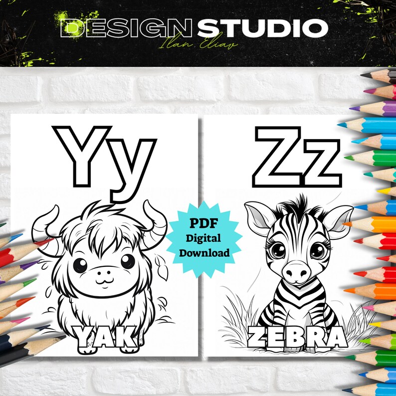 26 Printable Alphabet Animals Coloring Pages Worksheets for - Etsy