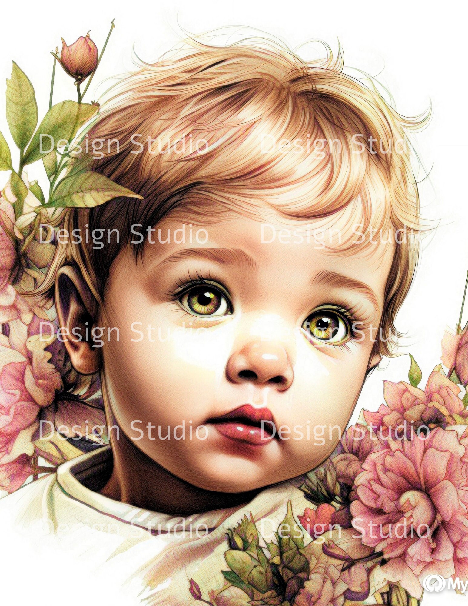 Flower Baby Coloring Page - Coloring Printables - Greyscale Colouring ...