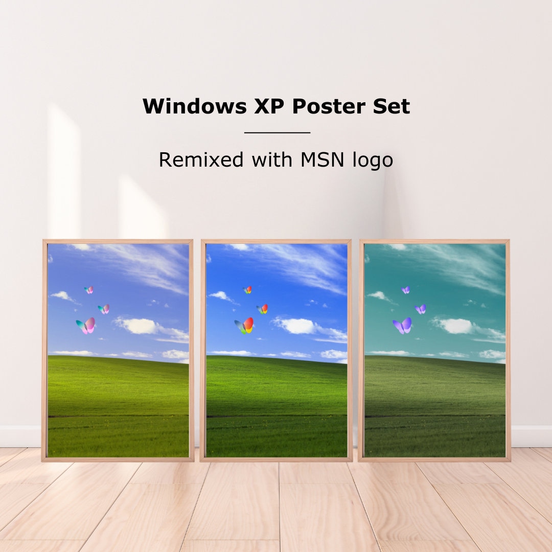 Windows 2000s Wallpaper Art Poster Set Y2K MSN Messenger Logo Frutiger ...