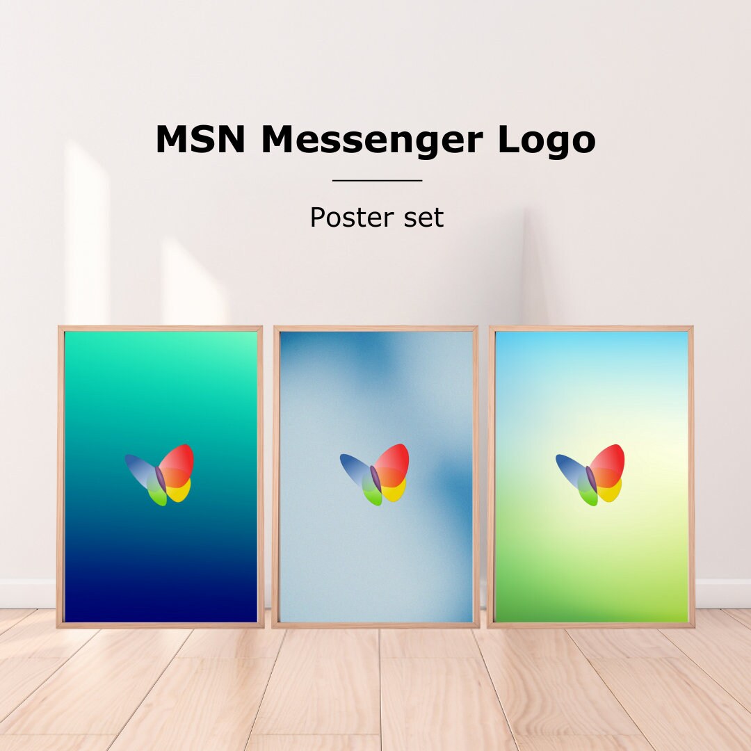 Y2K MSN Messenger Logo Poster Set | Digital Download | 2000s Wall Art ...