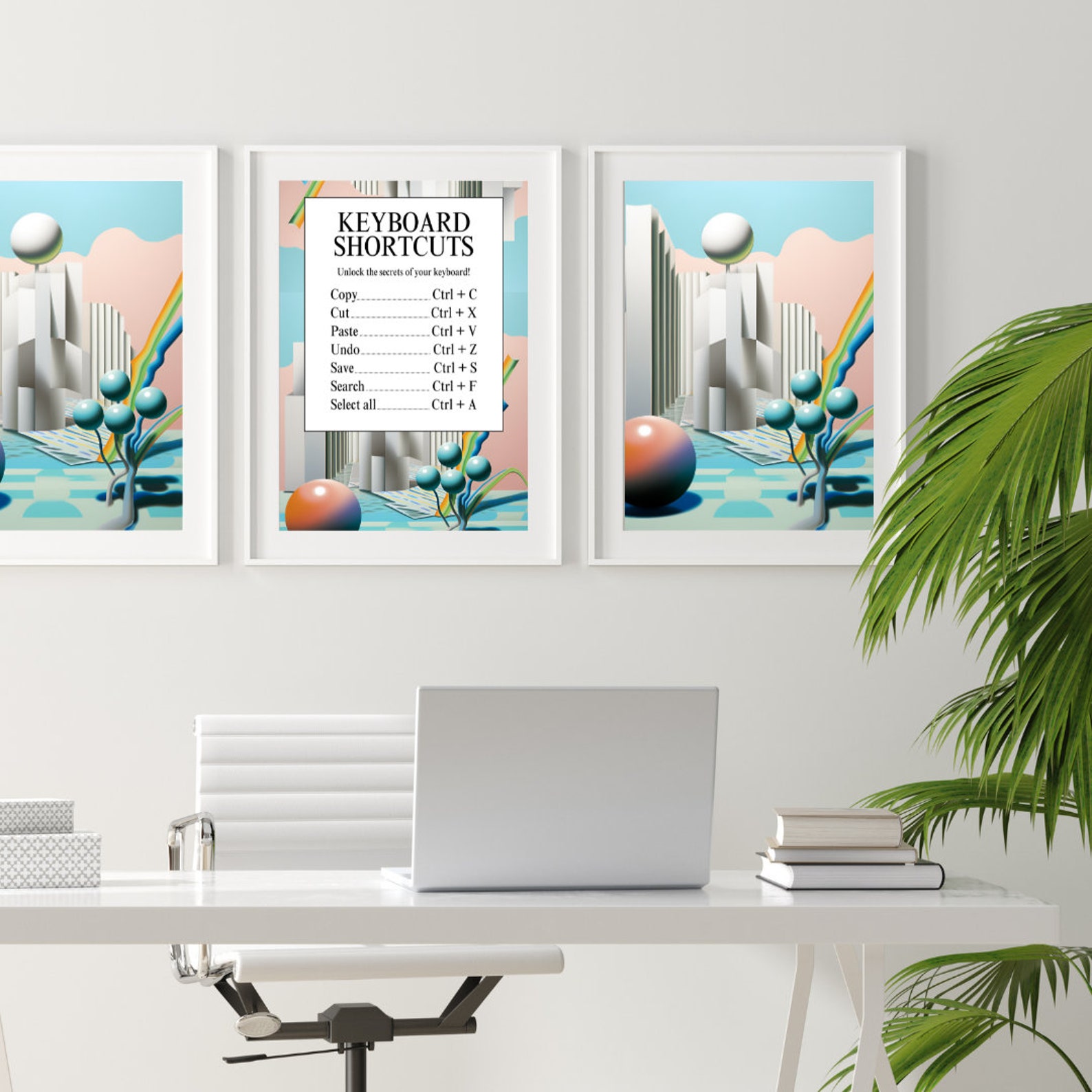 Utopian Scholastic Poster Nostalgic 80s Office Decor Keyboard Shortcuts ...