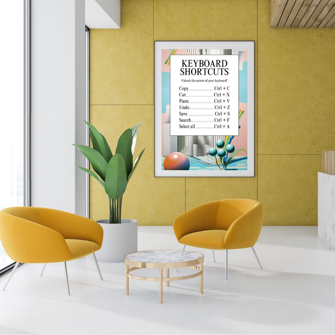 Utopian Scholastic Poster Nostalgic 80s Office Decor Keyboard Shortcuts ...