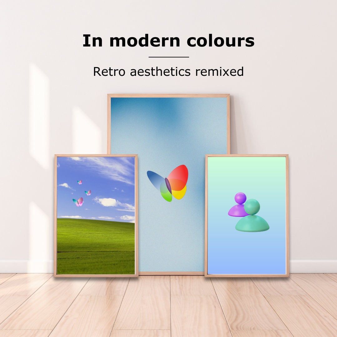 Frutiger Aero Art Poster Set Digital Download MSN Messenger Wizz ...