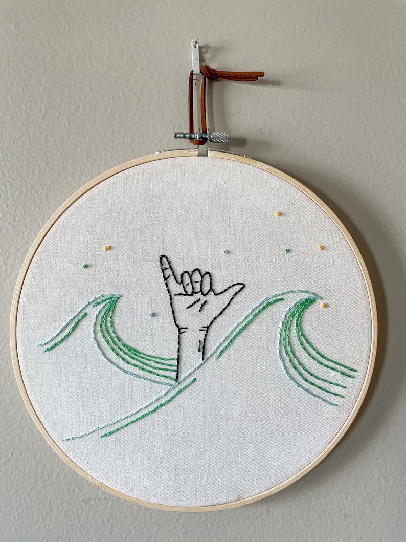 Surfer Shaka Ocean Embroidery - Etsy