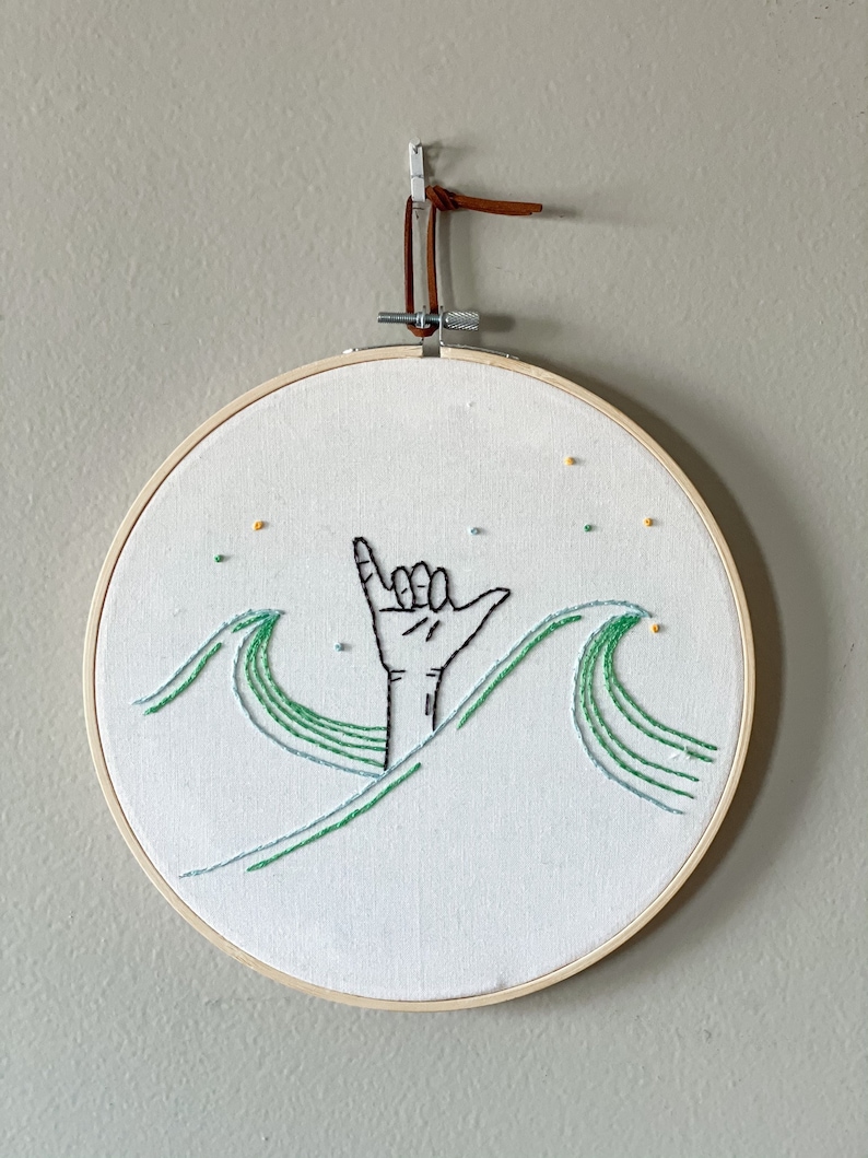 Surfer Shaka Ocean Embroidery - Etsy
