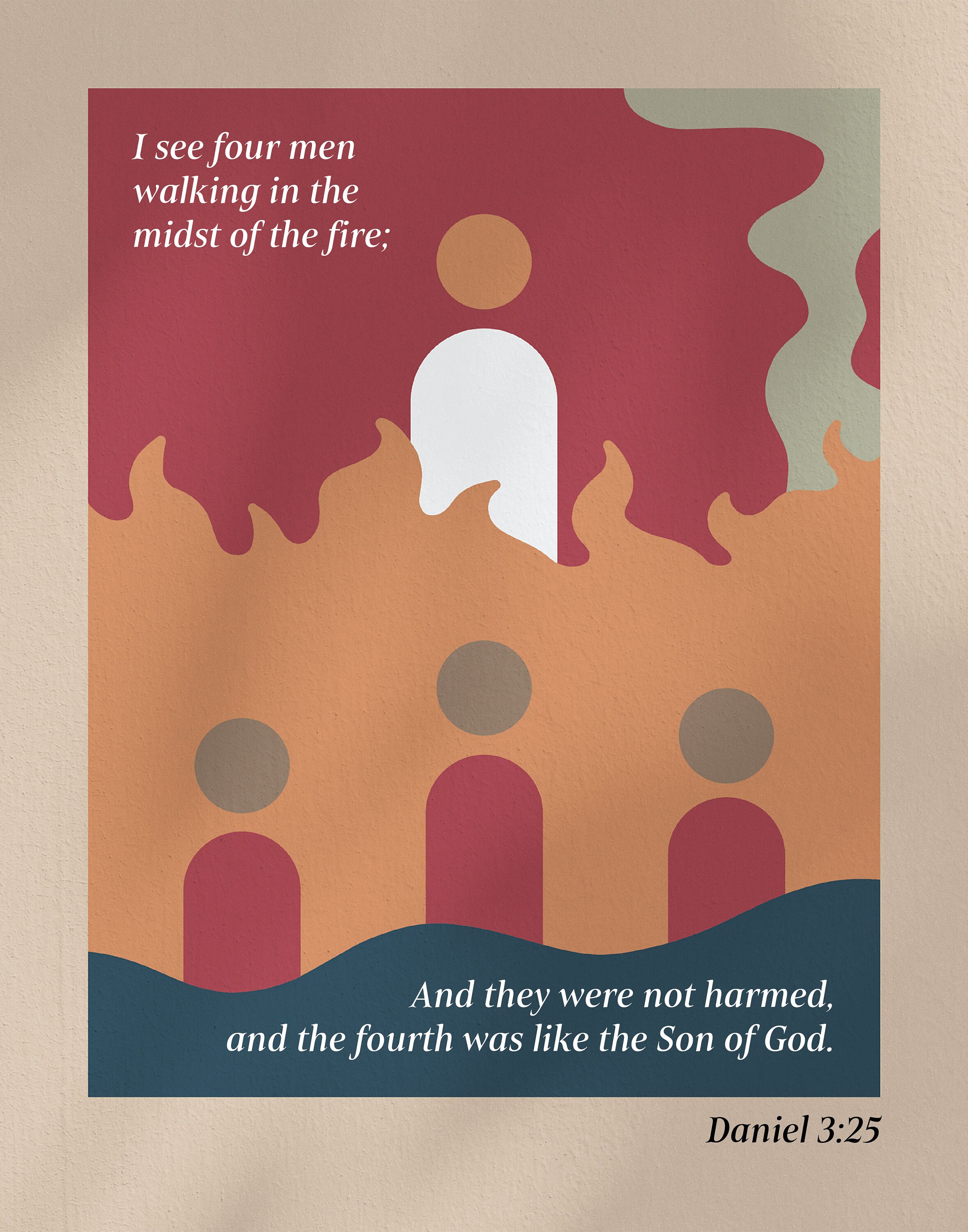Daniel 3:25, DIGITAL PRINT, the 4th in the Fire, Bible Art, Christian ...