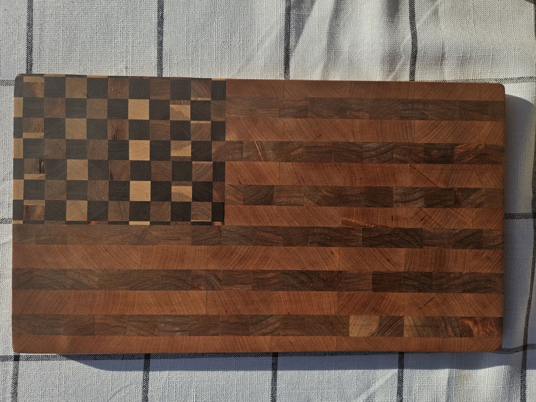 American Flag Butcher Block | End Grain Wooden Cutting Board | Maple ...