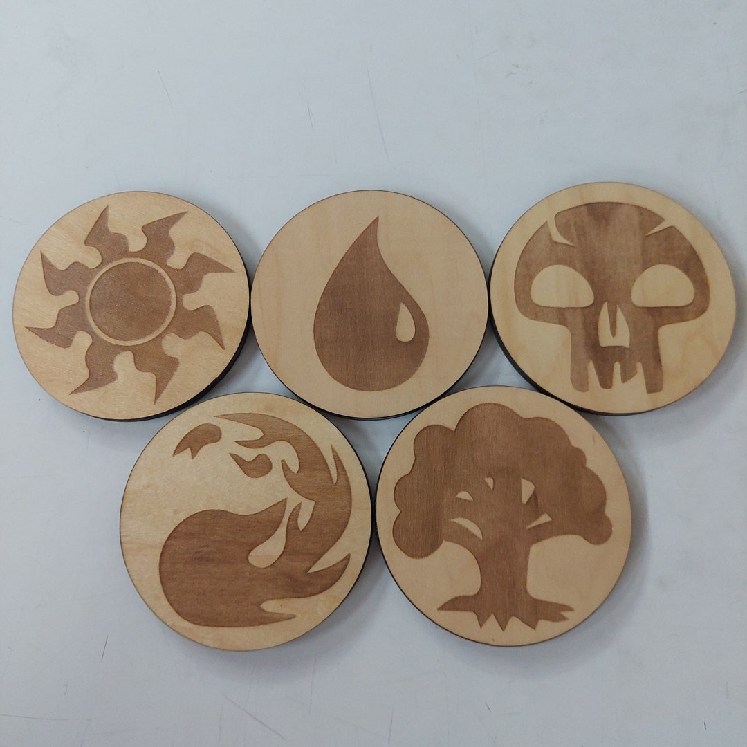 TCG Coaster Laser Engraved Magic the Gathering Wood Coasters Black Blue ...