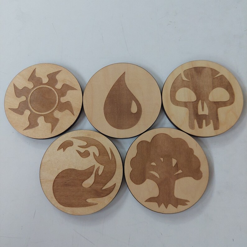 TCG Coaster Laser Engraved Magic the Gathering Wood Coasters Black Blue ...