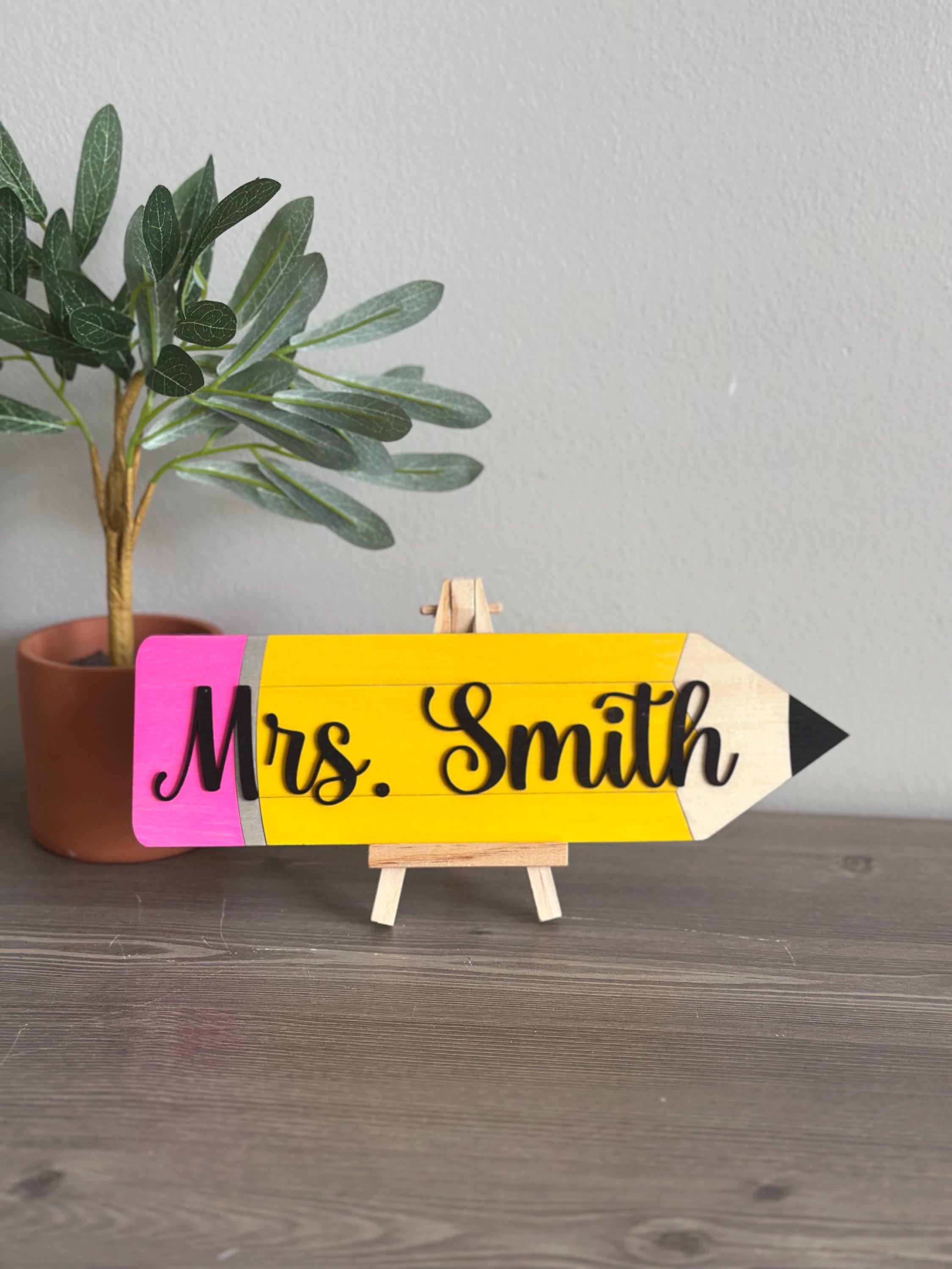 Pencil Name Plate for Teachers - Etsy