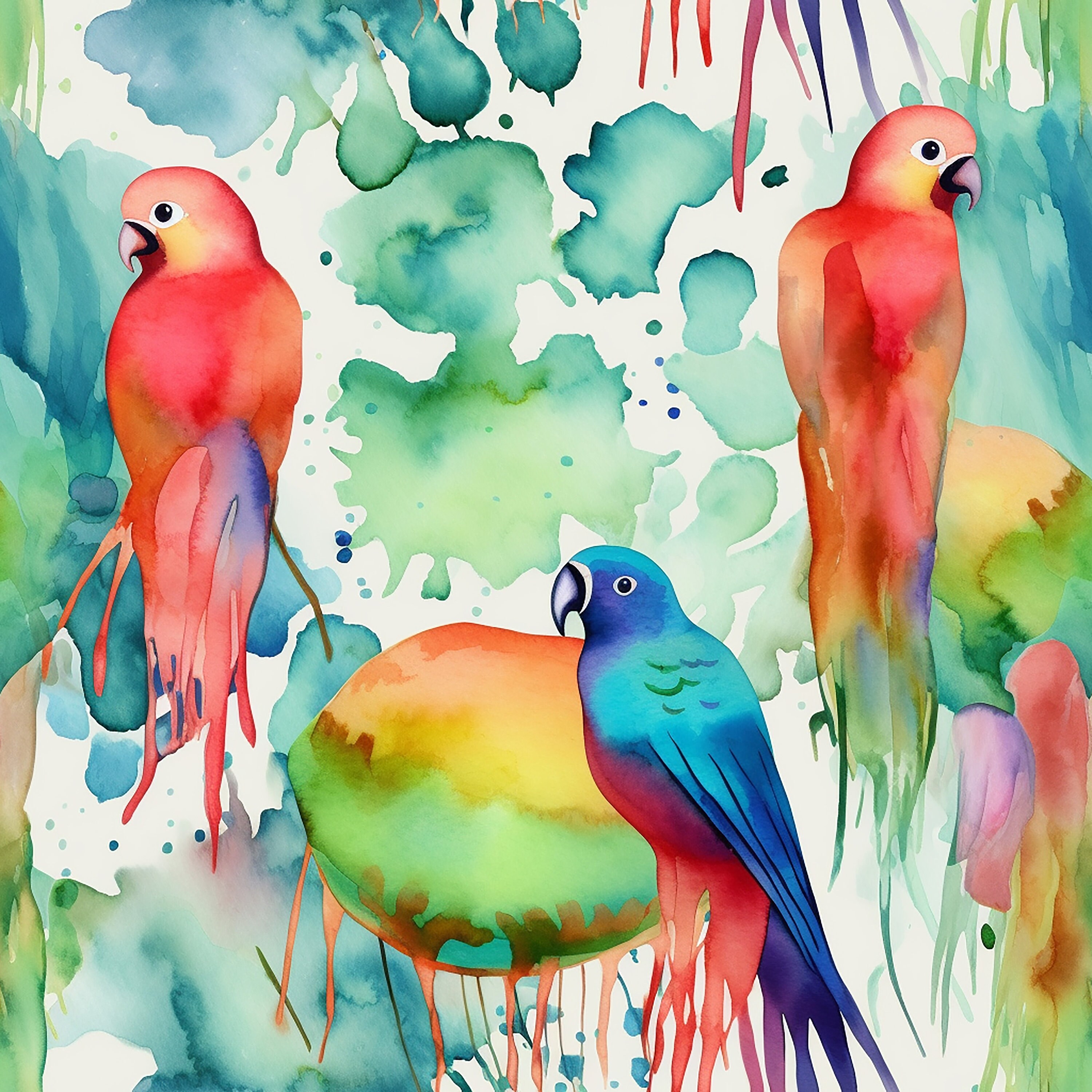 Tropical Birds Watercolor Pattern | 8 Seamless Prints, Tropical Birds ...
