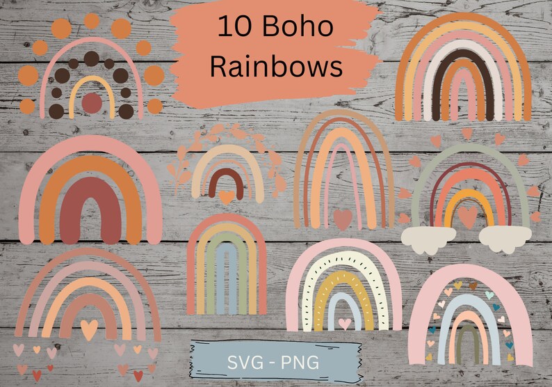 Minimalist Boho Rainbow SVG and PNG Cut File - Create Chic Designs With ...