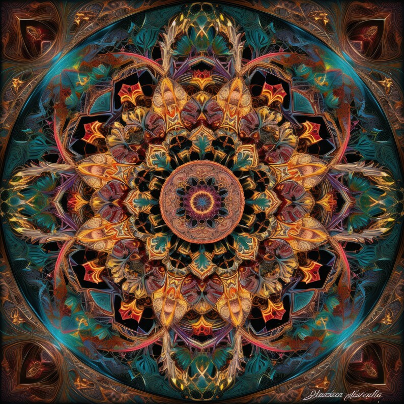 Fractal Mandala Art Set (5-pack) - High-quality Ai-generated Digital ...