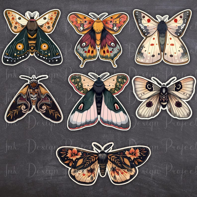 Vintage Moth Clipart Set | Printable Fussy Cut Moths | Neutral Insect ...