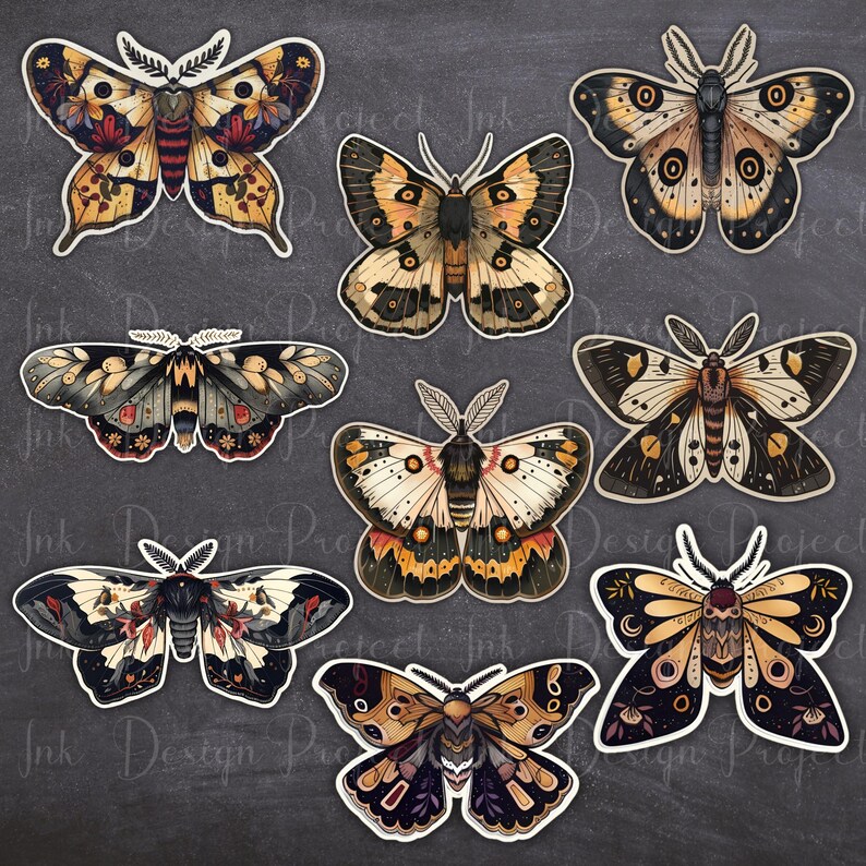 Vintage Moth Clipart Set | Printable Fussy Cut Moths | Neutral Insect ...