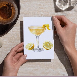 Watercolor Lemon Cocktail Clipart: Limoncello Spritz, Citrus Drinks ...