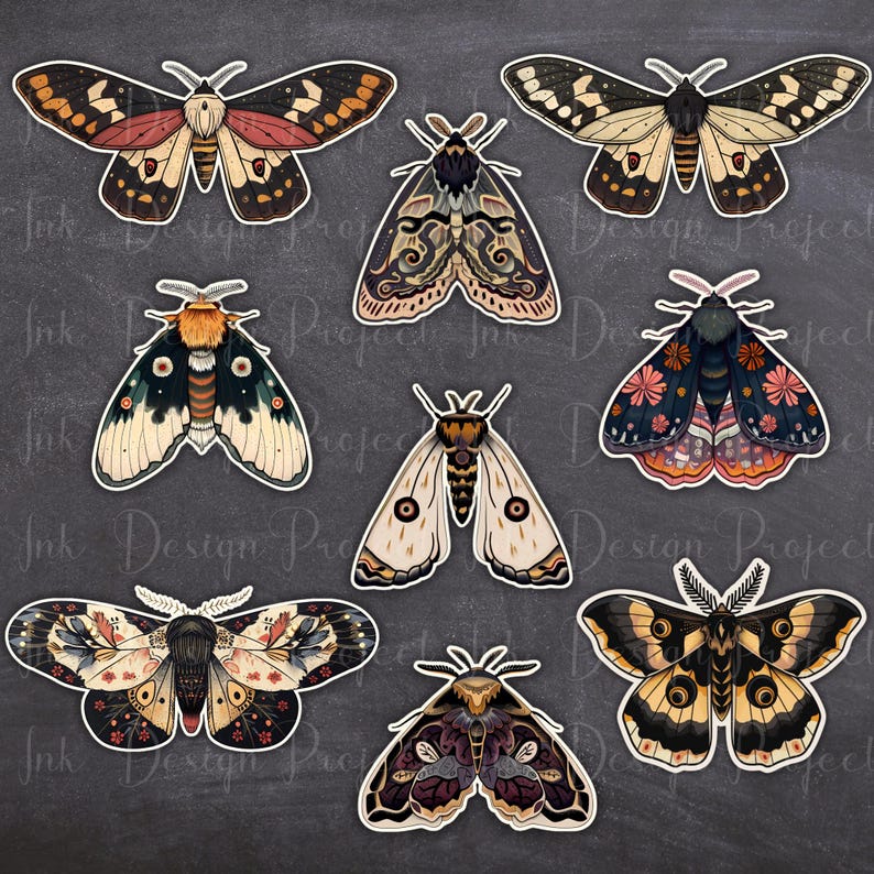 Vintage Moth Clipart Set | Printable Fussy Cut Moths | Neutral Insect ...