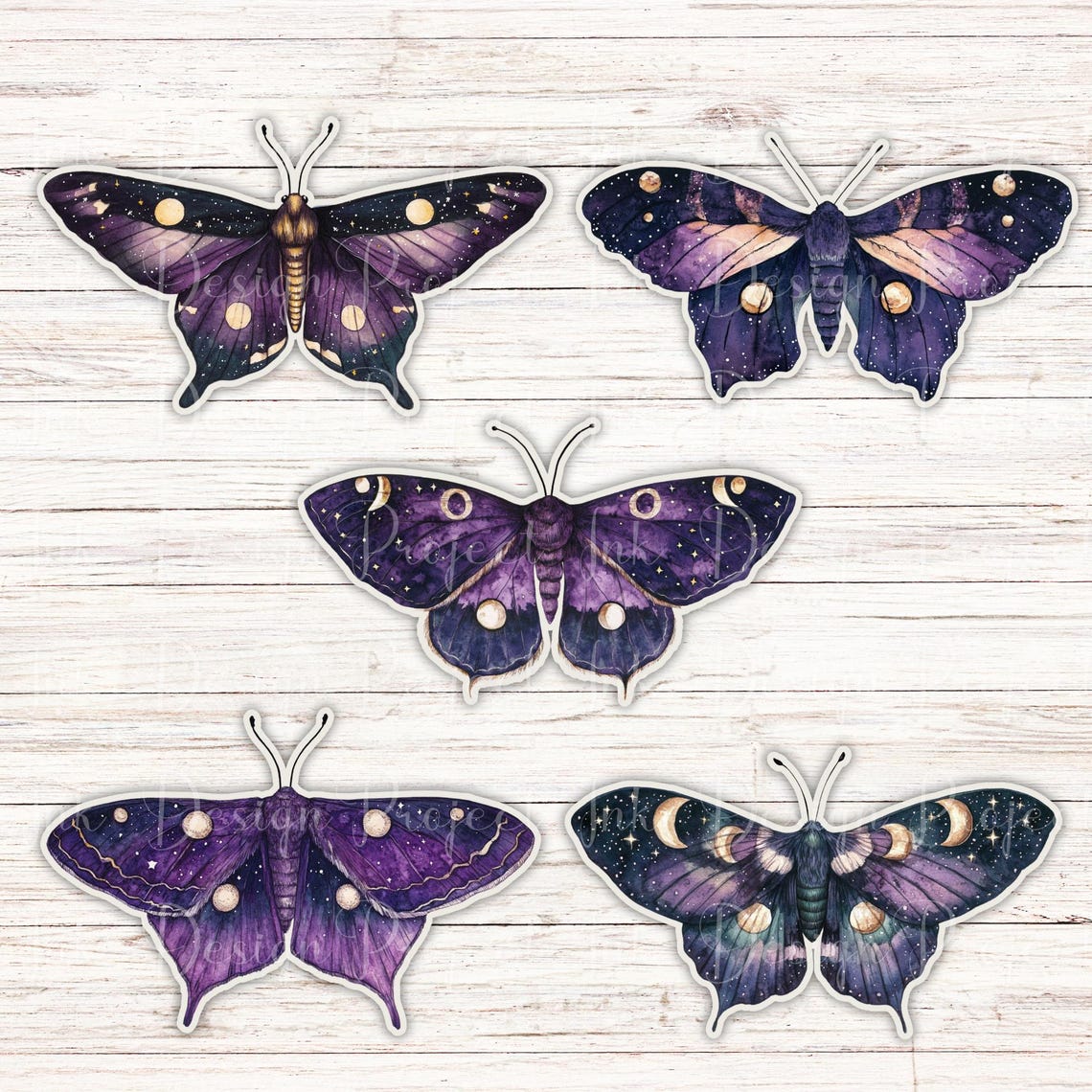 Purple Moth Clipart: Watercolor Gothic Insects (digital Download) - Etsy