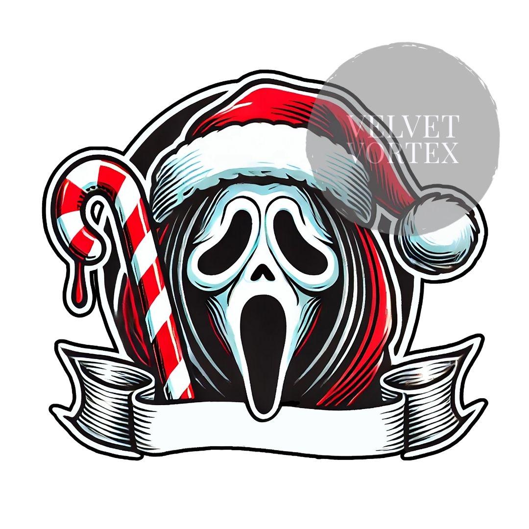Ghost Mask Scream Killer Christmas PNG - Horror Santa Candy Cane ...