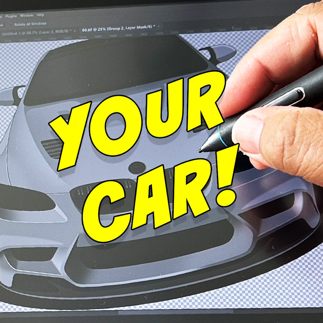 Custom Drawing Car Sticker Gift, Custom, Car Guy, Car Girl, Birthday ...